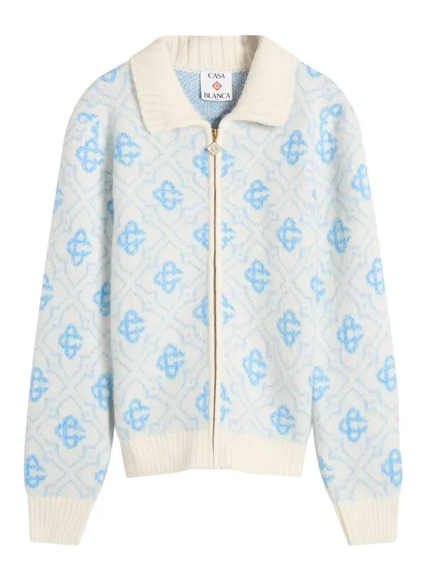 Casablanca Monogram Mohair Zip-up - Blue