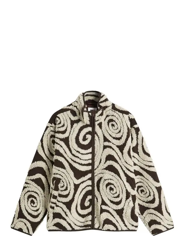 Obey Swirls Jacquard Zip Jacket - Brown Multi
