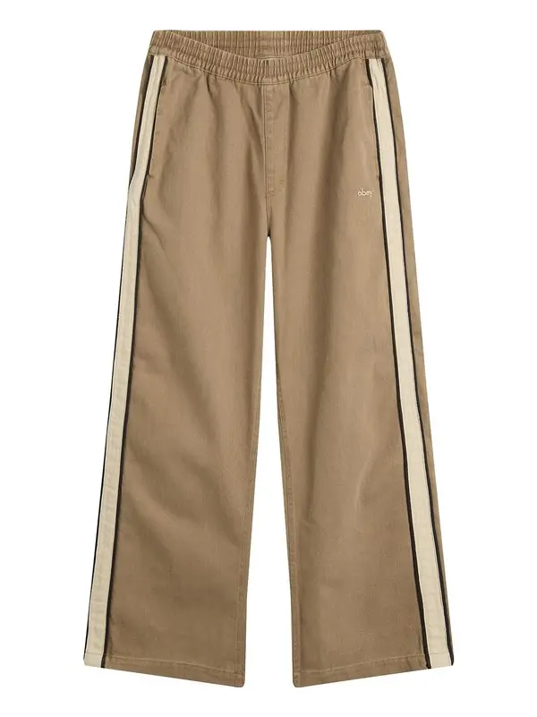 Obey Astrid Side Stripe Trousers - Tan Faded Wash
