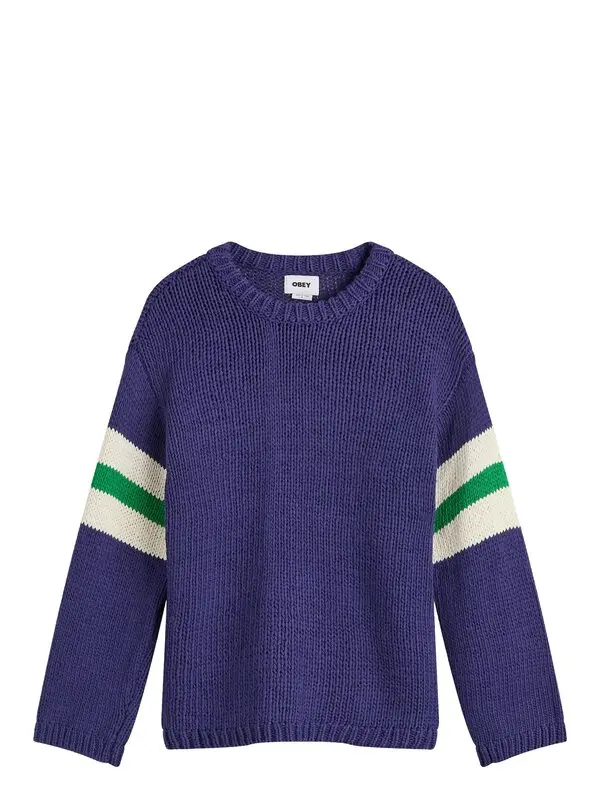Obey Zone Stripe Crewneck Sweater - Navy