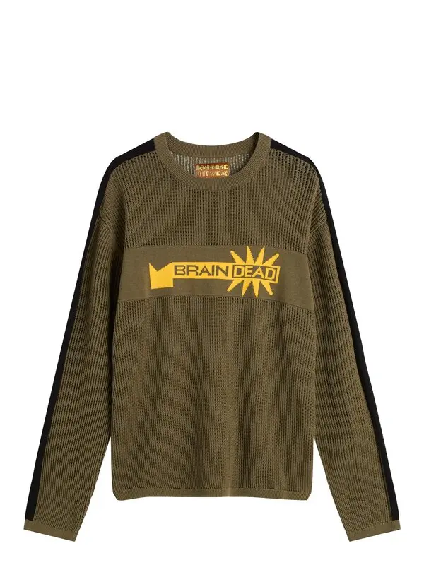 BRAIN DEAD Long Sleeve Mesh Jumper - Green