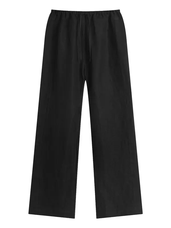 DEIJI STUDIOS Double Waist Linen Pants - Black