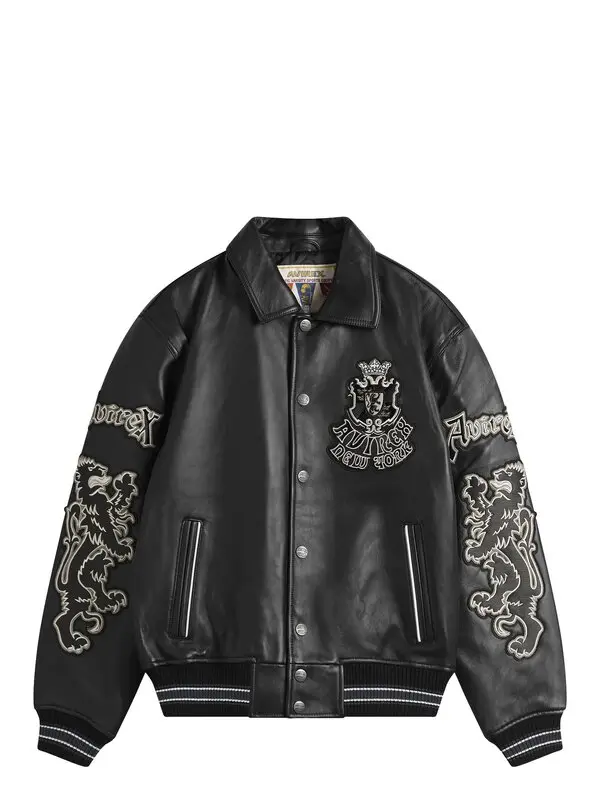 AVIREX Goth Varsity Leather Jacket - Black
