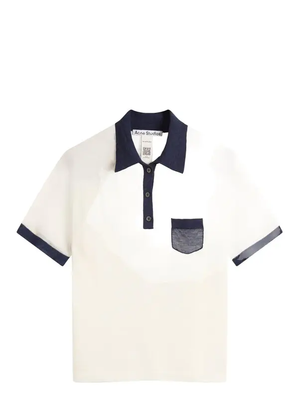 Acne Studios Kout Transparent Polo Top - White/navy