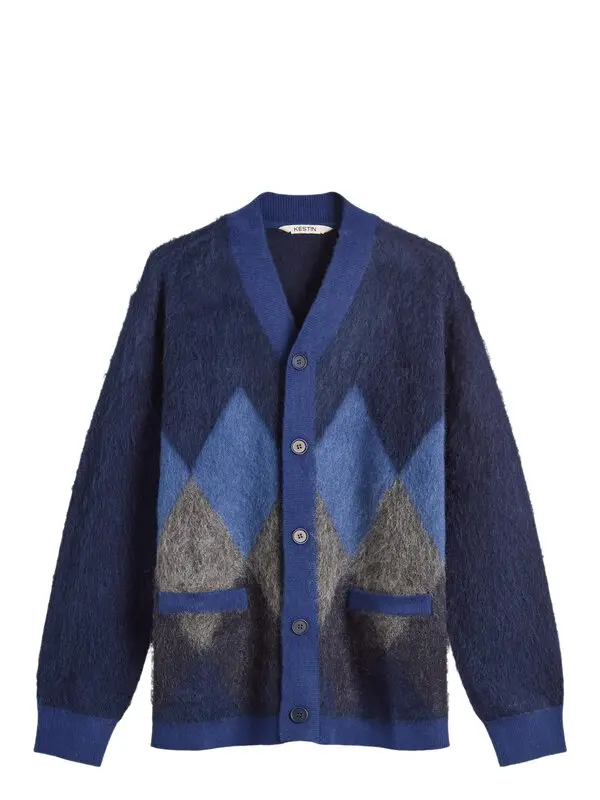 KESTIN Muirfield Argyle Cardigan - Navy Mohair