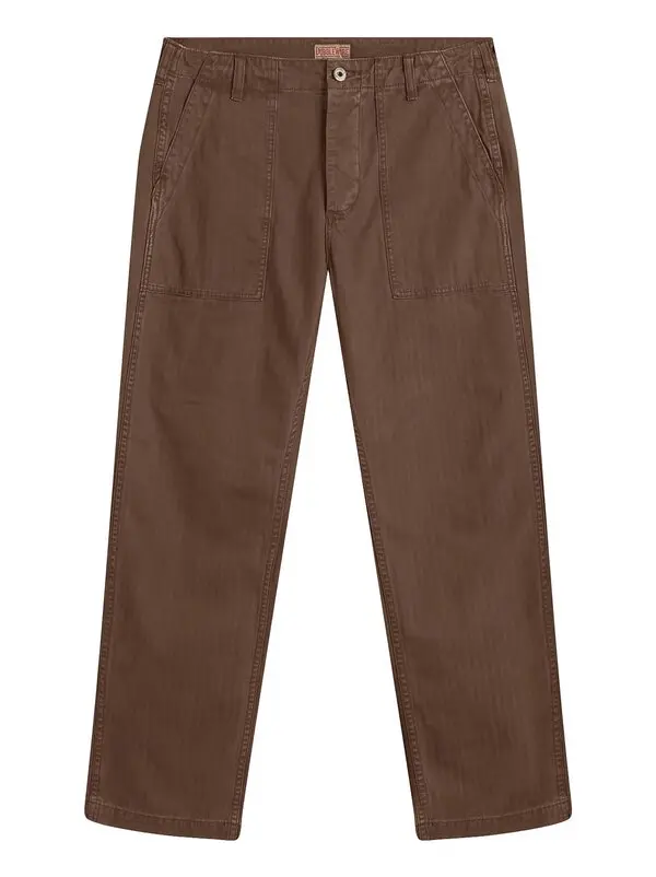 DUBBLEWARE Herringbone Fatigue Trousers - Brown