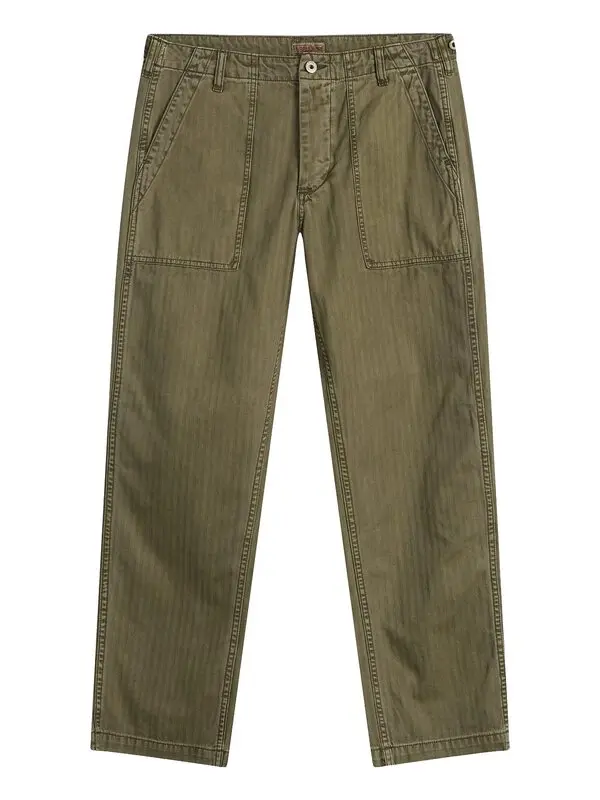 DUBBLEWARE Herringbone Fatigue Trousers - Olive