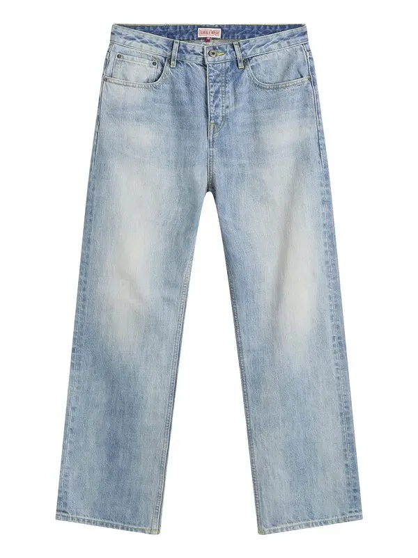 DUBBLEWARE Straight Leg Selvedge Denim Jeans - Stone Wash