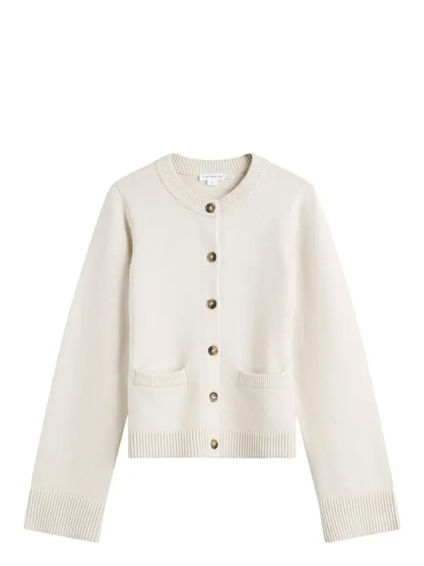 Good American Button Front Knit Cardigan - Vanilla
