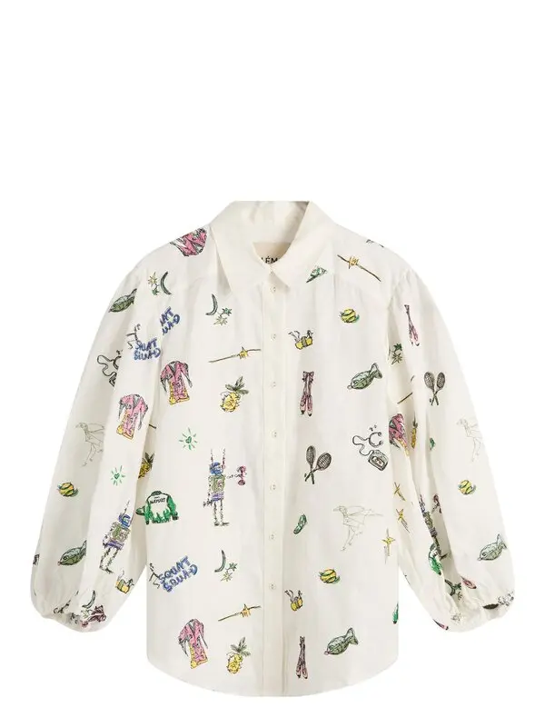 ALEMAIS Play Embroidered Shirt - Cream