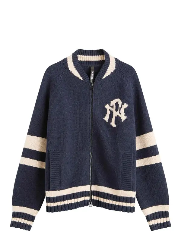 NO PROBLEMO Nyp Varsity Zip Knit - Navy