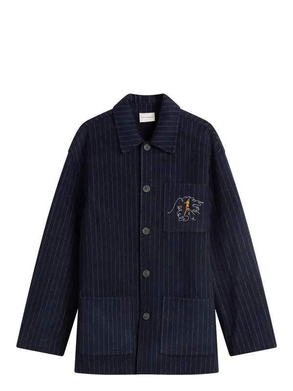 Drole De Monsieur Pinstriped Jacket - Dark Navy