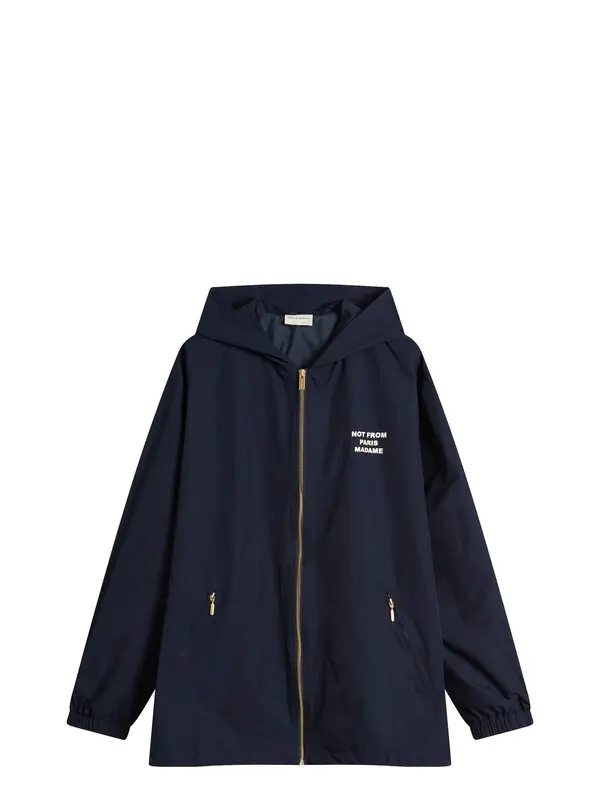 Drole De Monsieur Slogan Zip Hoodie - Navy