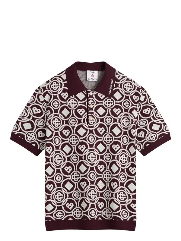 Casablanca Cotton Monogram Polo - Aubergine