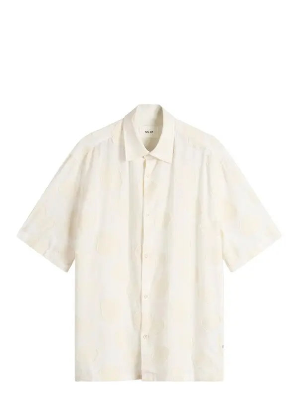Nn07 Freddy Jacquard Shell Short Sleeve Shirt - Ivory