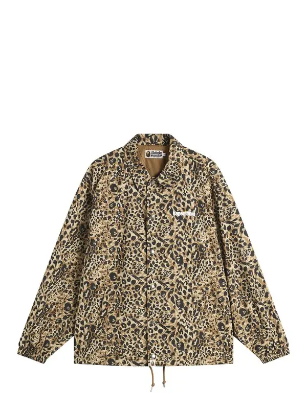 A BATHING APE Wild Leopard Coach Jacket - Beige