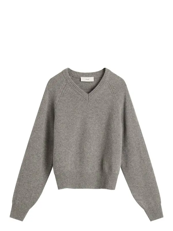 DUNST V-neck Knitted Jumper - Melange Grey