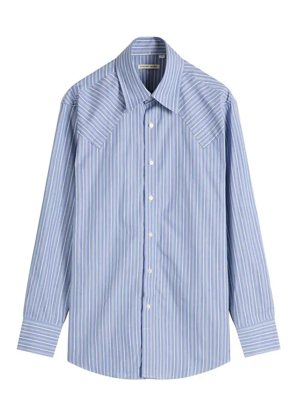 CARTER YOUNG Western Business Shirt - Blue Static Stripe