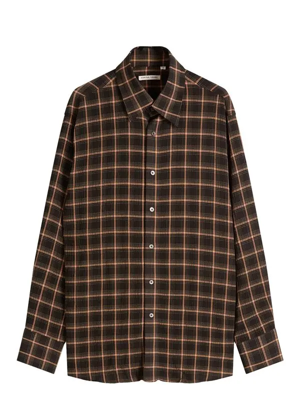CARTER YOUNG Plaid Business Shirt - Brown Check