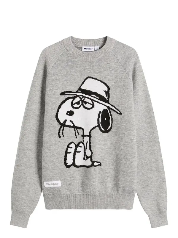 BUTTER GOODS X Peanuts Spike Knit Sweater - Ash