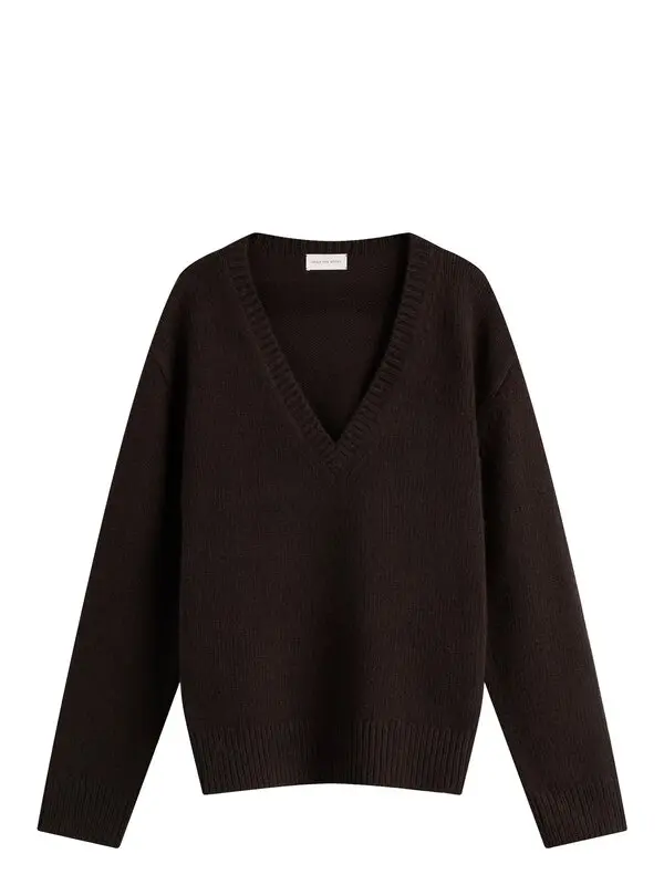 Dries Van Noten Wool Cashmere V-neck Jumper - Dark Brown
