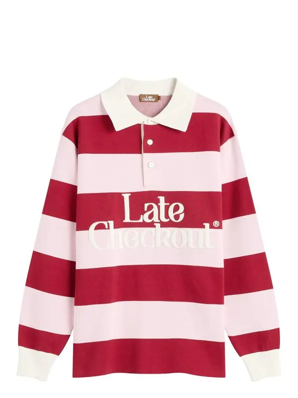 LATE CHECKOUT Rugby Polo - Pink/burgundy