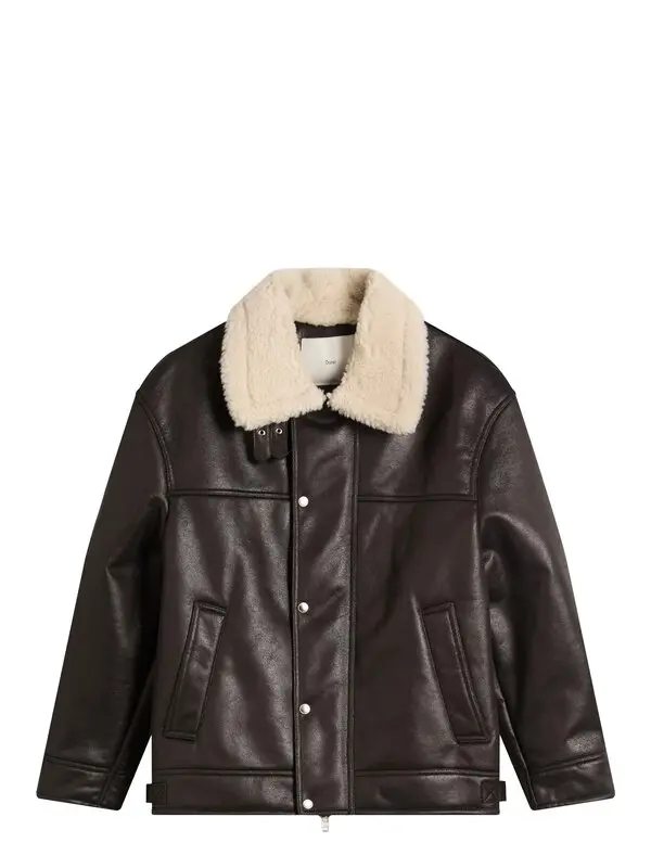 DUNST Faux Shearling Jacket - Black Brown