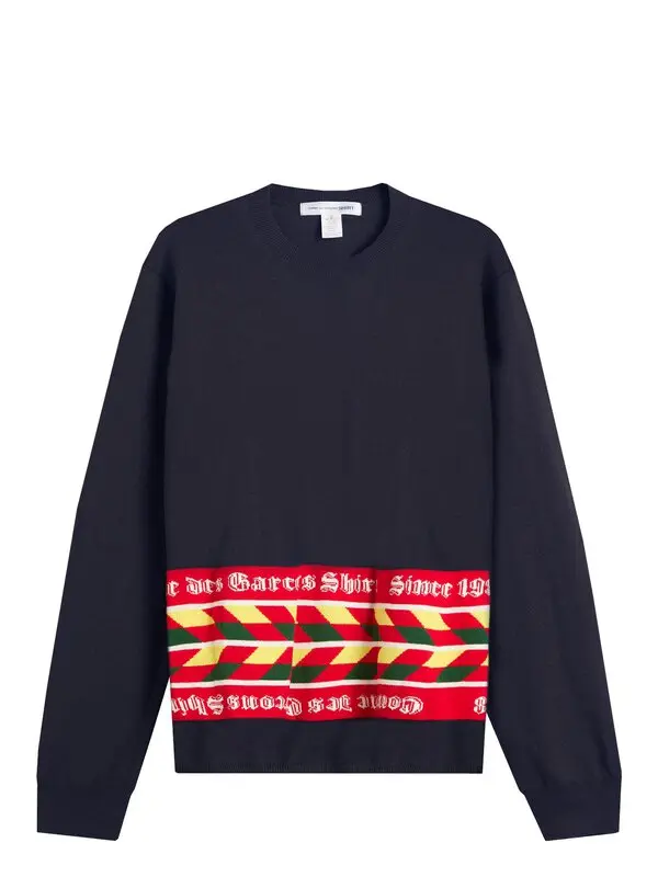 Comme Des Garçons Football Scarf Knit Top - Navy