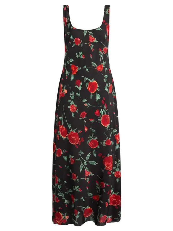 Rixo Bondi Rose Printed Midi Dress - Claudia Rose Black