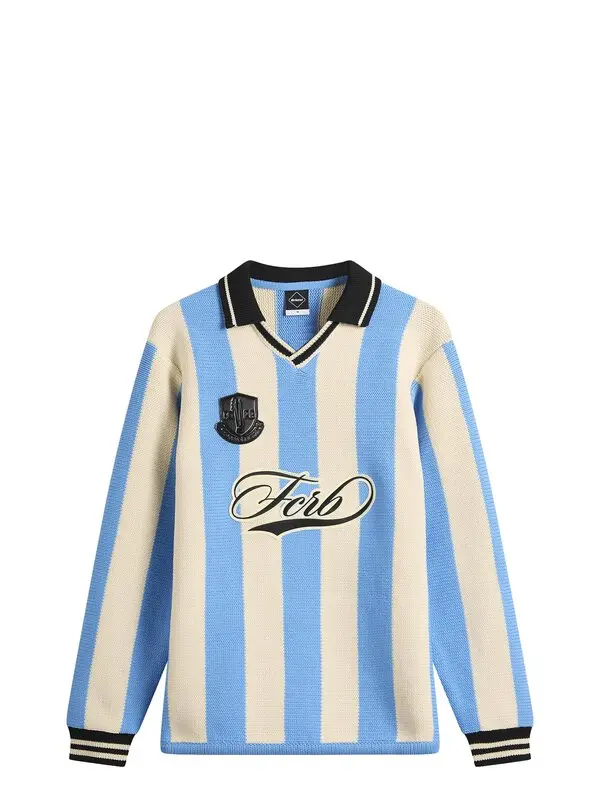 F.C. REAL BRISTOL Stripe Knit Football Shirt - Light Blue