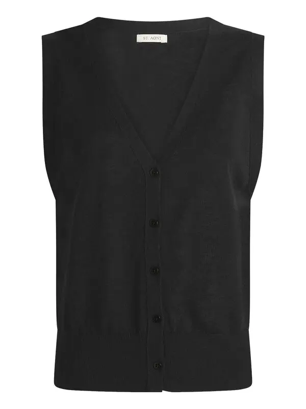 ST. AGNI Merino Wool Oupa Vest - Black
