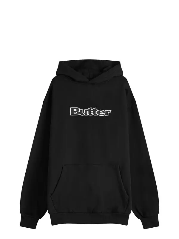 BUTTER GOODS Satin Logo Applique Hoodie - Black