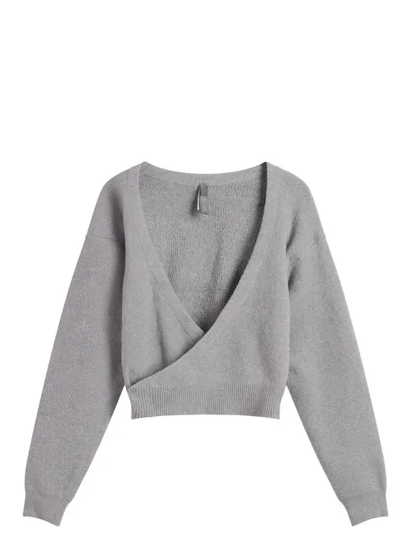 SKIMS Textured Knit Crop Cardigan - Dark Heather Grey