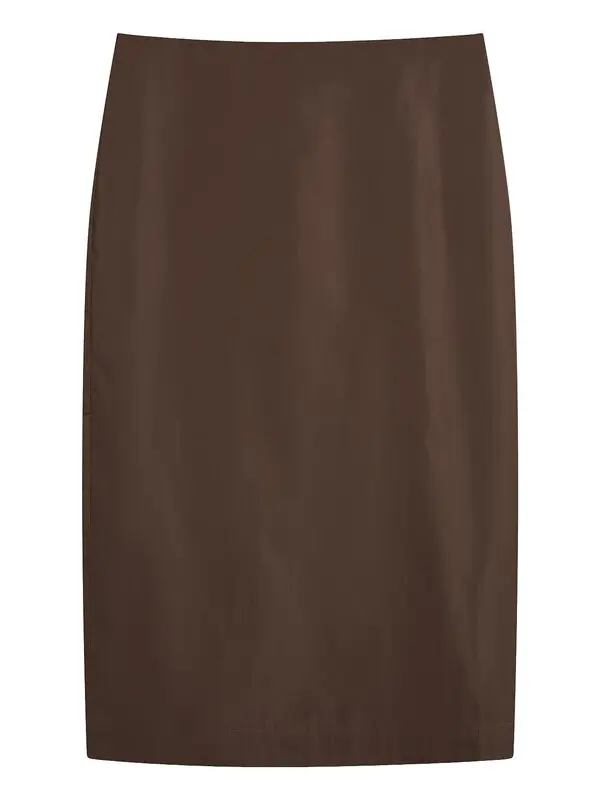 ST. AGNI Paper Taffeta Column Midi Skirt - Mocha