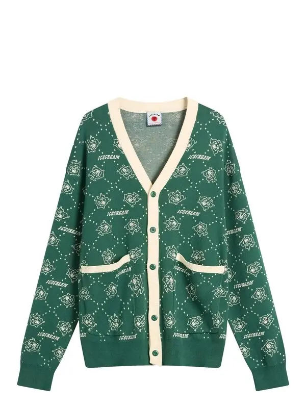 ICECREAM Monogram Knit Cardigan - Green