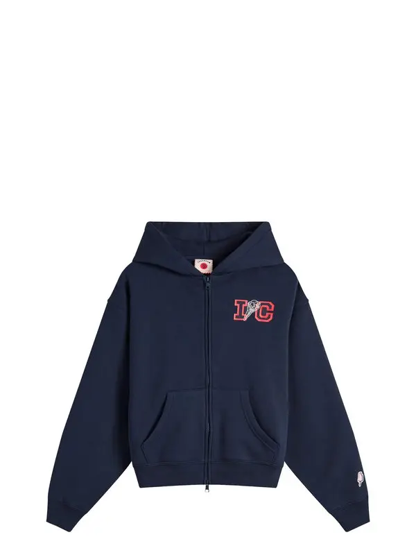 ICECREAM Cone Cropped Zip Hoodie - Navy