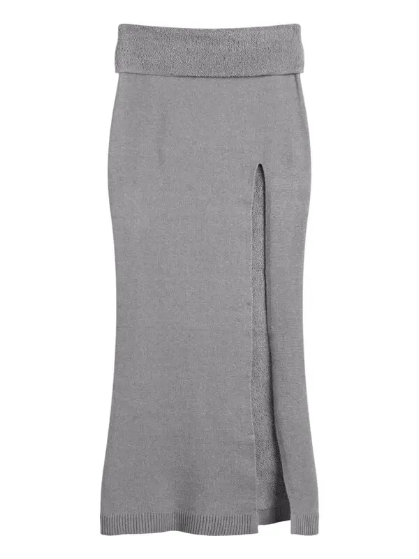SKIMS Textured Knit High Slit Long Skirt - Dark Heather Grey