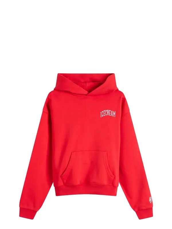 ICECREAM College Cropped Popover Hoodie - Red