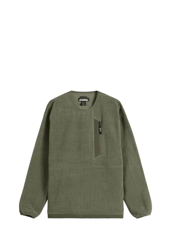 MANASTASH Grid Fleece Crew Sweat - Olive