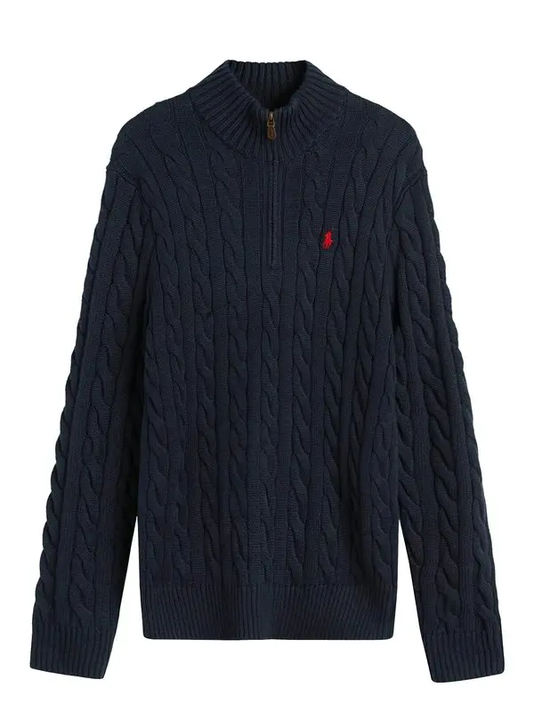 Ralph Lauren Cable Knit Half Zip Jumper - Hunter Navy