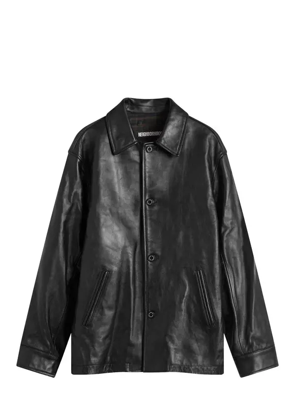NEIGHBORHOOD Leather Car Coat - Black