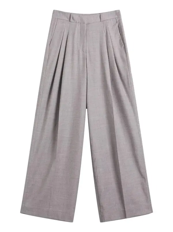 ENTIRE STUDIOS Pleated Wide-leg Trousers - Warm Gray
