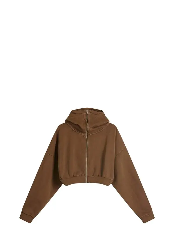 ENTIRE STUDIOS Cropped Full Zip Hoodie - Brunette