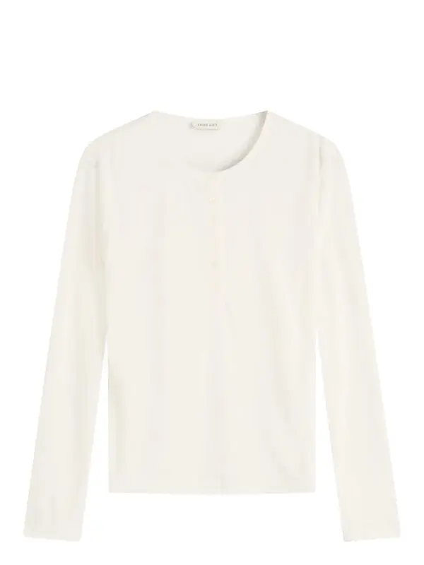 ANINE BING Pia Pointelle Long Sleeve T-shirt - Off White