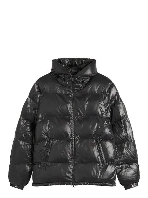 PATTA Quilted Script Logo Puffer Jacket - Black