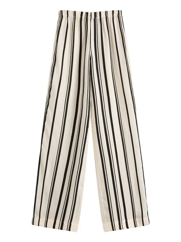 ANINE BING Elain Stripe Trousers - Ivory/black Monogram Stripe