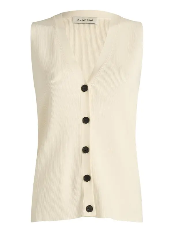 ANINE BING Lawrence Knit Vest - Ivory