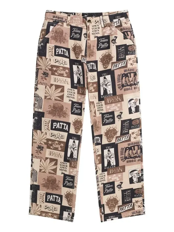 PATTA Collage Canvas Trousers - Beige