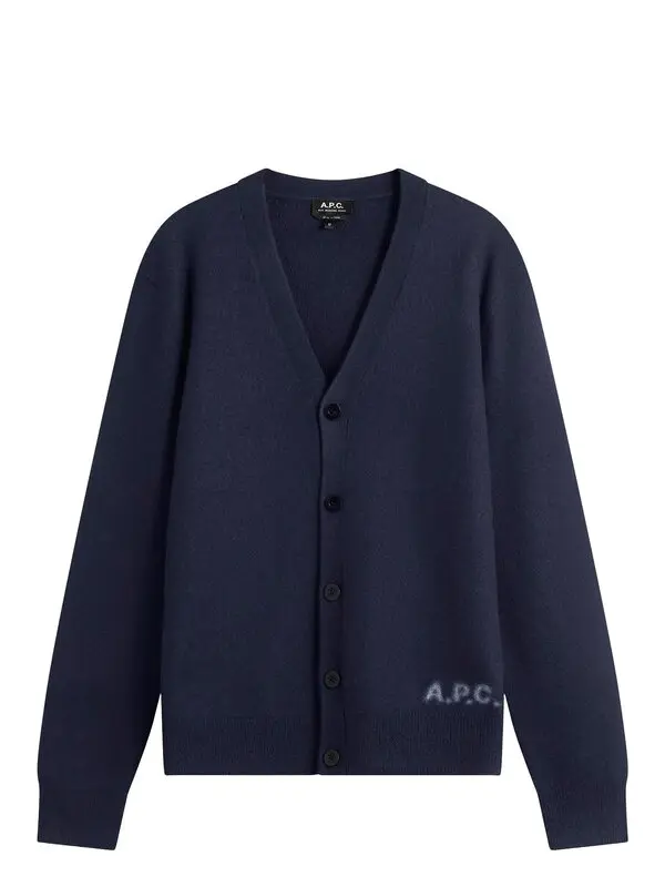 A.p.c. Kenny Intarsia Knit Cardigan - Dark Navy