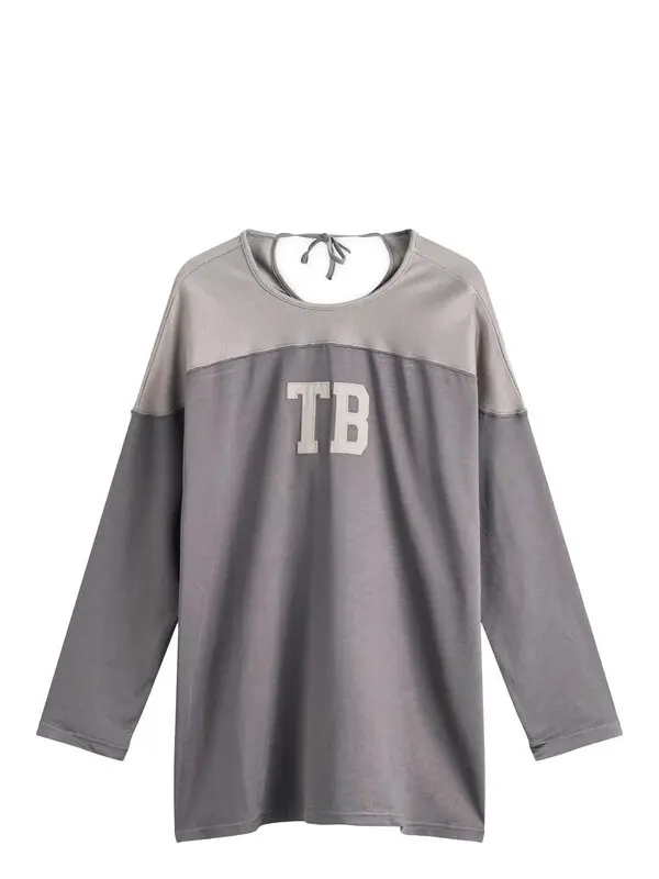 BEAMS Logo Football Long Sleeve T-shirt - Grey